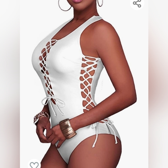 Swim Holipick Plunge V Neck Strappy One Piece Swimsuits Large Poshmark